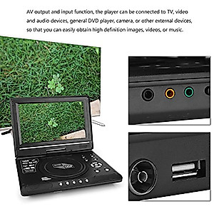 9.8'' Portable DVD Player, HD LCD Swivel Screen DVD Player Mini Game TV Player FM Radio Receiver for Kids Car with AV Input/Output Support SD/USB Compatible with AVI, EVD, DVD, SVCD, VCD, CD etc (US)