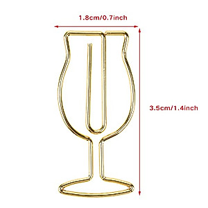 10pcs Gold Paper Clips, Electroplating Metal Goblet Shaped Paper Clip Funny Stationery Bookmark Marking Clip Works as Paper Clips, File Clips, Bookmarks