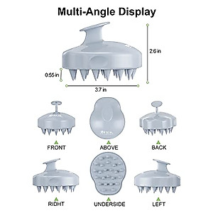 HEETA Scalp Massager Shampoo Brush, Hair Scalp Scrubber with Soft Silicone Bristle for Hair Growth, Upgraded Scalp Brush for Dandruff, Scalp Exfoliator for Women Men Pet Wet Dry Hair (Gray)