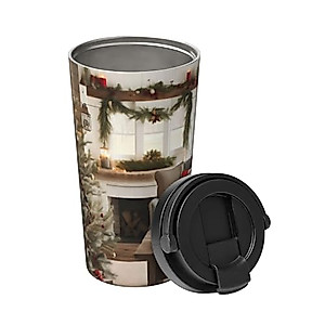 WANGXUEE Farmhouse Christmas Parrern Print 500ml Stainless Steel Travel Tumbler Double Wall Vacuum Insulated Coffee Mug