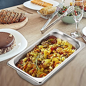 TOPZEA Set of 4 Stainless Steel Steam Table Pan 1/3 Size, 2.5 Inch Deep Anti-Jam Breading Pan Tray Buffet Dinner Serving Pan Hotel Food Pan for Food Warmer, Preparing Bread-Crumb Dish, Marinating Meat