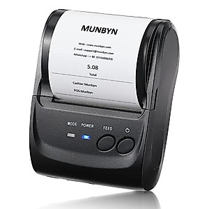 MUNBYN POS Receipt Printer, 58mm Receipt Printer, 2.28inch Wireless Portable Mobile Mini Bluetooth Thermal Printer, Compatible with Android Windows for Small Business, Not-Square, NOT-iOS