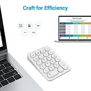 iClever Number Pad, KP08 Bluetooth Number Pad, Ultra Slim and Lightweight, USB-C Charge, Number Pad for Laptop, iPad, Mac, iMac, Tablet, PC Desktop