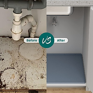 Under Sink Mat, 25" x 22" Silicone Kitchen Cabinet Tray, Waterproof & Flexible Under Sink Liner for Kitchen Bathroom and Laundry Room