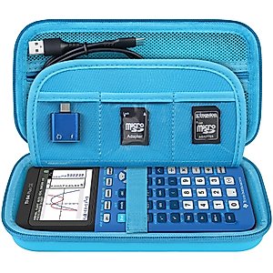 Elonbo Carrying Case for Texas Instruments TI-84 Plus CE/TI-84 Plus/TI-83 Plus/TI-83 Plus CE Color Graphing Calculator, Extra Mesh Pocket Fits Charging Cable Charger Manual, Blue