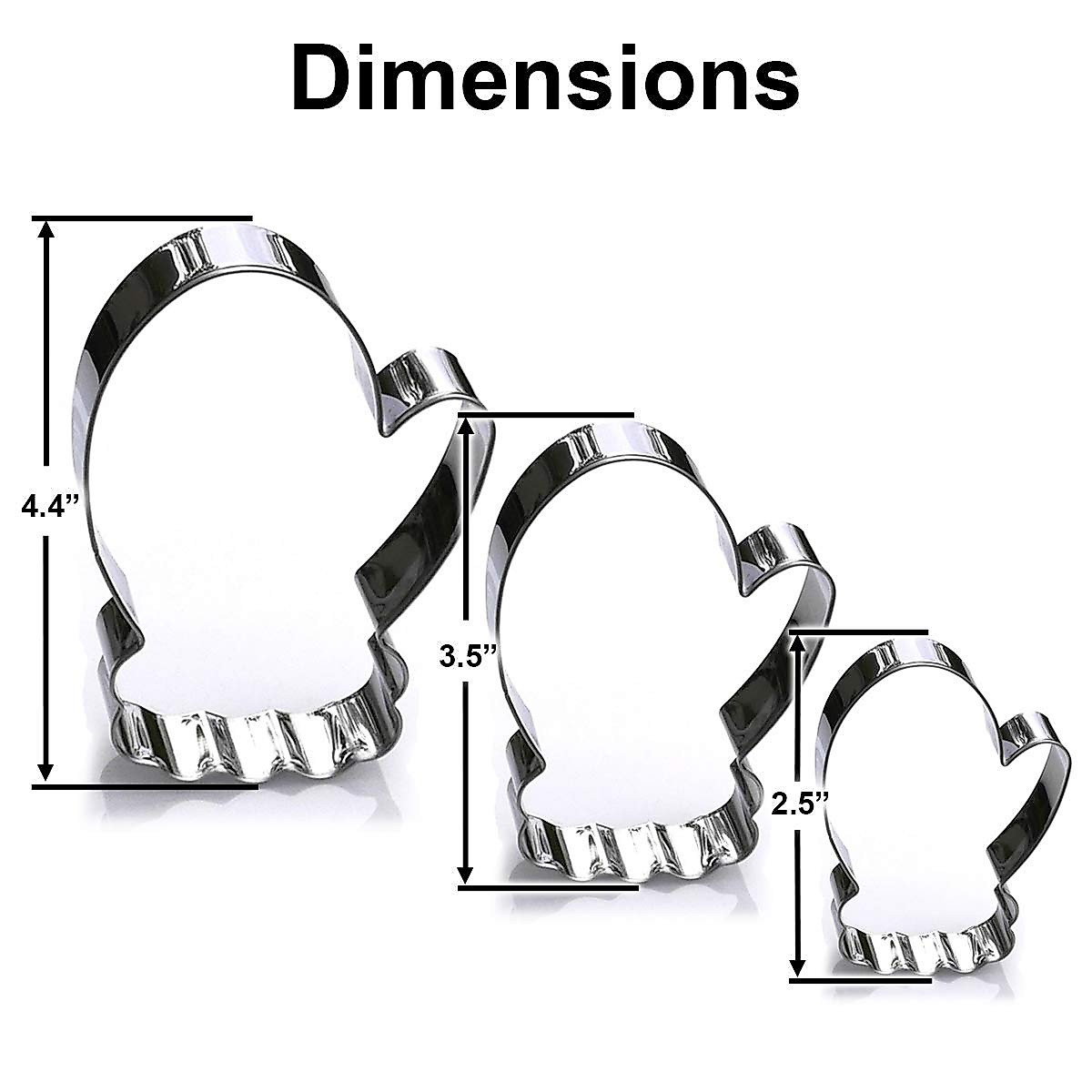 Sweet Cookie Crumbs Mitten Cookie Cutter - Stainless Steel - Dishwasher Safe (Mitten 3 Piece)
