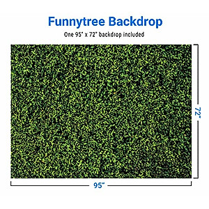 Funnytree 95" x 72" Nature Green Lawn Leaves Backdrop for Photography Background Greenery Grass Floordrop Pictures Party Ground Decor Outdoorsy Newborn Baby Shower Lover Wedding Photo Studio