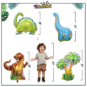 VCHUFFED Dinosaur Party Decorations Set | 123PCS W/Reusable Tapestry, Dinosaur Balloons, Jungle Balloons Garland | Perfect for Birthday, Graduation, Kids and Adults Party
