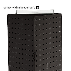 Azar Displays, 703385-BLK, 4 Sided Revolving, Pegboard Counter Display for Vendors Storage Necklace Jewelry Organizer for Selling at Trade Shows or Craft Shows Rotating, Black, 8” X 20”