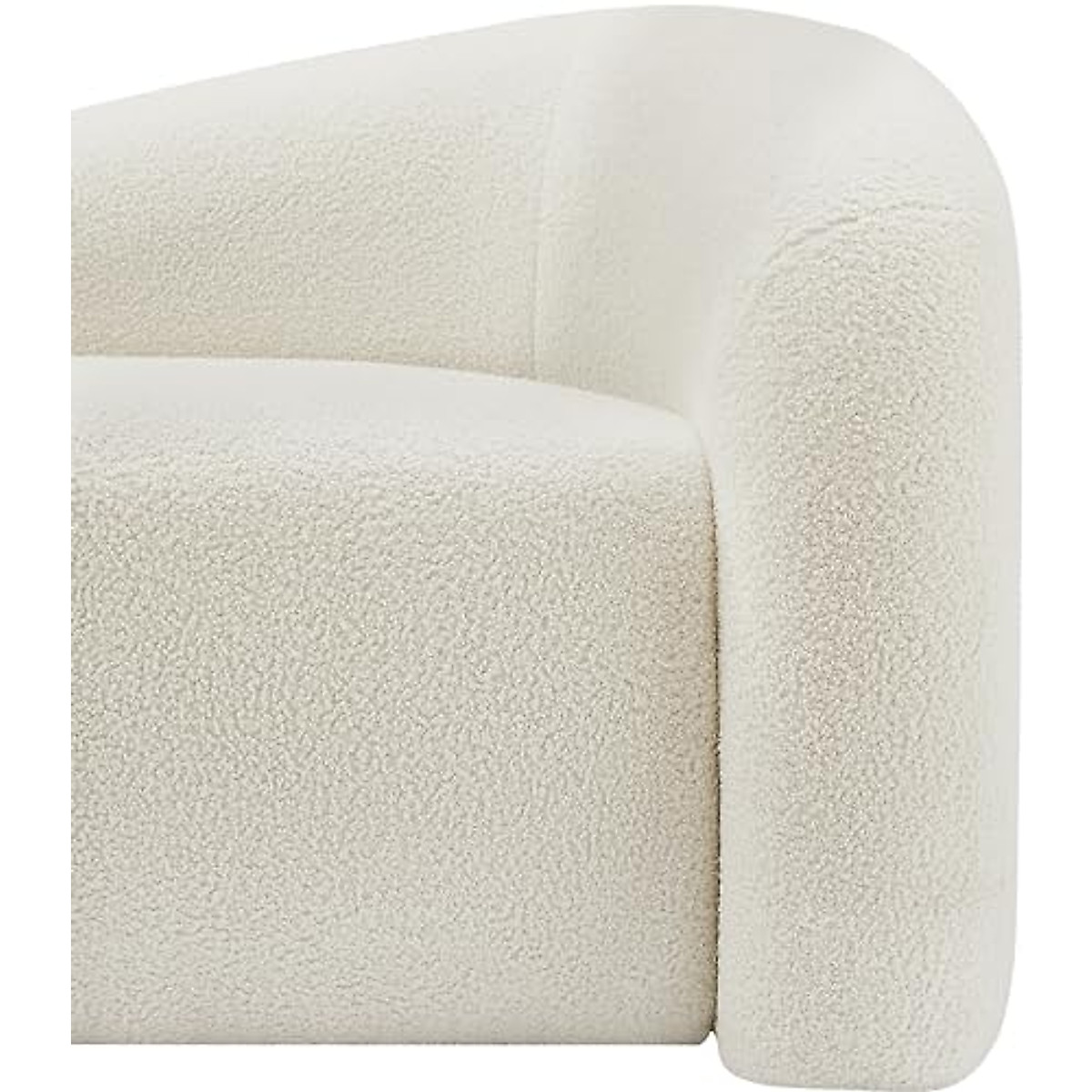 Meridian Furniture 186Cream-L Kali Collection Modern | Contemporary Loveseat with Soft Cream Faux Shearling Teddy Fabric, Curved Back, 62" W x 33" D x 27" H, Cream