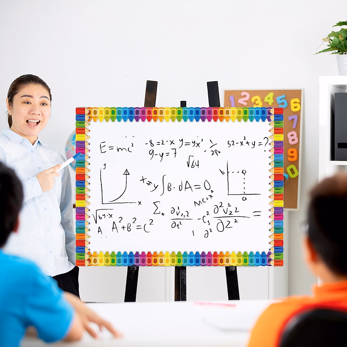 52ft Bulletin Board Border Decorations - 2 Rolls Rainbow Crayon Border Trim for School Classroom Chalkboard Bulletin Board Wall Window Door Decor