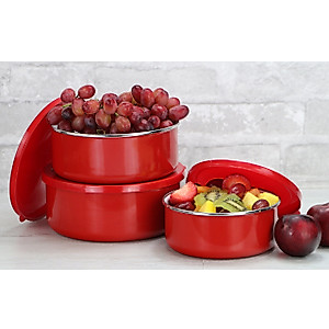 Reston Lloyd 6 Piece Enamel on Steel Bowl Set, Small, Red