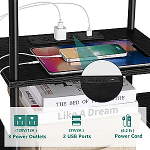 melos TV Stand with Power Outlets to 55 Inches, TV Console Table with Open Storage Shelves, Modern Industrial Media Entertainment Center for Living Room Bedroom, Black