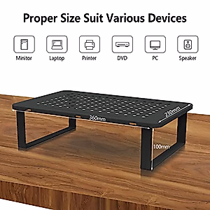 YOONTURN Monitor Stand Riser for Laptop, Computer, PC, Printer, Mesh Metal Monitor Riser for Desktop Organizer