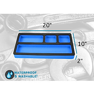 Polar Whale Tool Drawer Organizer Insert Blue and Black Durable Foam Strong Non-Slip Anti-Rattle Bin Holder Tray 20 x 10 Inches 4 Pockets Fits Craftsman Husky Kobalt Milwaukee and Many Others