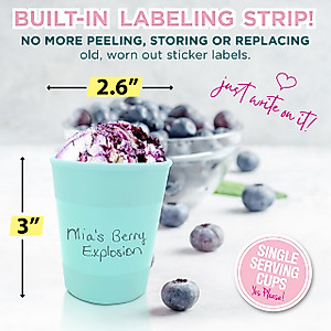 KOYAIRE Portion Control Ice Cream Containers for Homemade Ice Cream (6 oz. Each, 6 Pack), Airtight Food Storage Containers with Lids, Single Serving Mini Freezer Cups for Adults and Kids, Snack Size