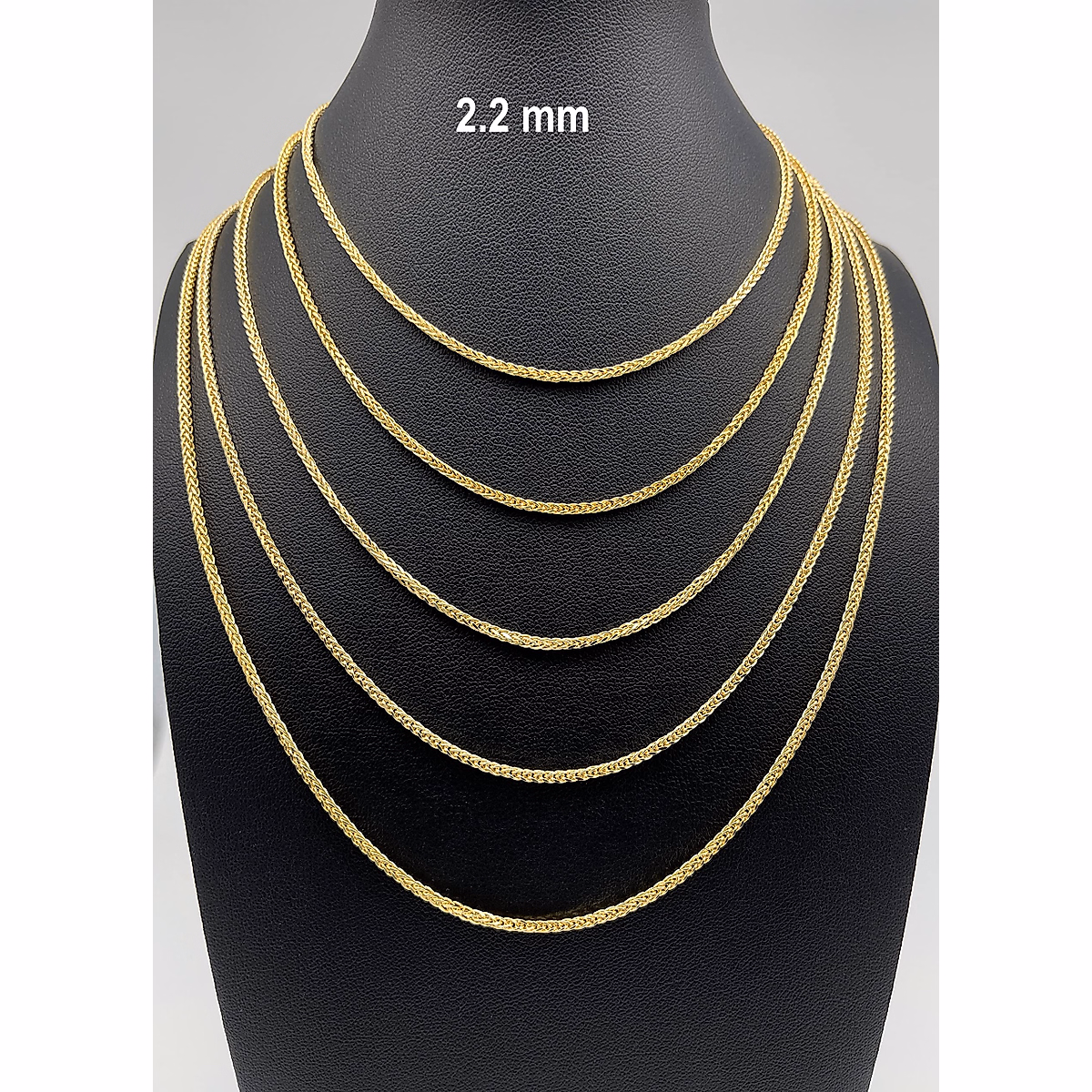 JEWELHEART 10K Gold Square Wheat Chain Necklace - 2.2mm Braided Dainty Yellow Gold Necklace Thin Gold Chain Diamond Cut Real Gold Chain For Women with Lobster Clasp 18"