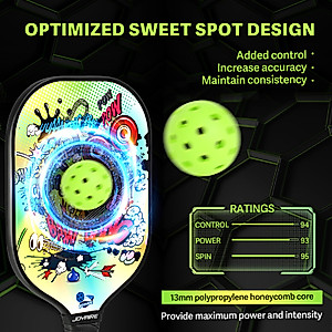 JOYAIRE Pickleball Paddles Set of 2, USAPA Standard Multilayer Carbon Fiber Surface High Control & Spin, Lightweight Pickle Ball Rackets Honeycomb Core w/ 4 Pickleball, Portable Bag, for Men Women