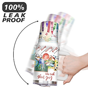 qoepfnsh Teacher Tumbler 40 oz Tumbler with Handle Teacher Travel Coffee Mug Cup Water Bottle Stainless Steel Insulated 40oz Tumblers with Lid and Straw Teacher Gifts for Women