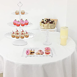 Lyellfe Set of 7 White Cake Stand, Decorative Dessert Display Set, Metal Cake Stand Set for Dessert Table, Birthday Party, Wedding, Afternoon Tea, Festival