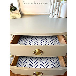 FuLWth Blue/White Stripes Peel and Stick Wallpaper Modern Geometric Contact Paper 17.7in x 78in Removable Stripe Decorative Wall Paper Self Adhesive Wallpaper for Cabinets Home Decoration