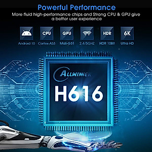 Android TV Box 10.0 4GB RAM 128GB ROM, 2021 Upgraded Pendoo T95 Android TV Box Allwinner H616 2.4G/5.8GHz WiFi Bluetooth, Android Box 10.0 with Wireless Mini Keyboard Ultra HD 6K HDR TV Box.