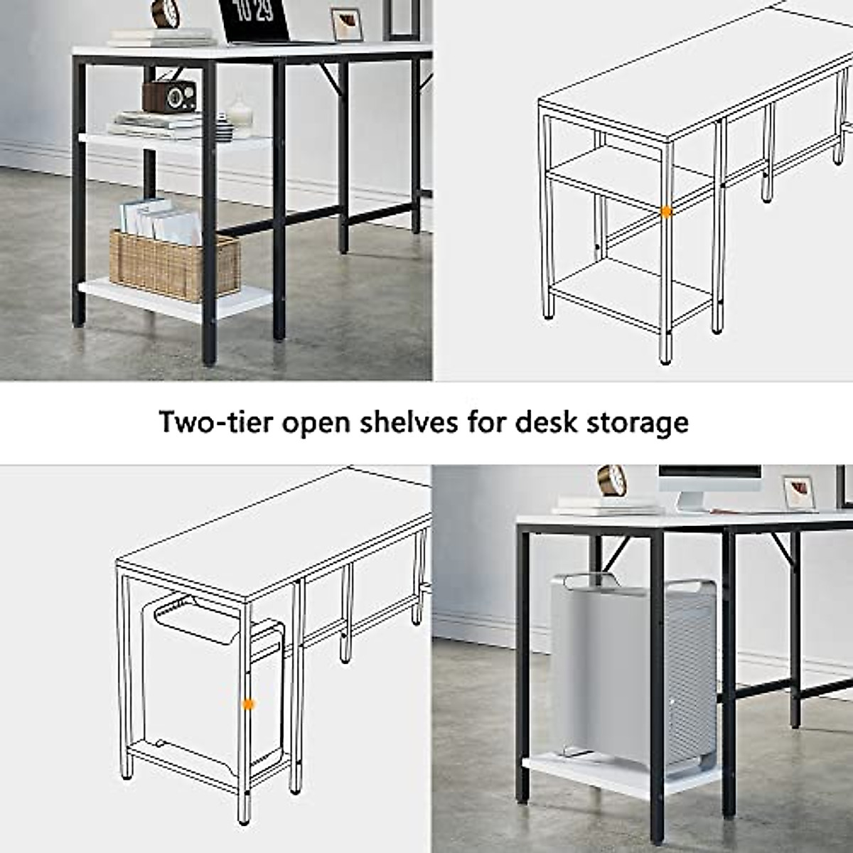 CubiCubi L Shaped Desk with Hutch, 66" Corner Computer Desk with Drawer,Home Office Gaming Table Workstation with Storage Bookshelf, White