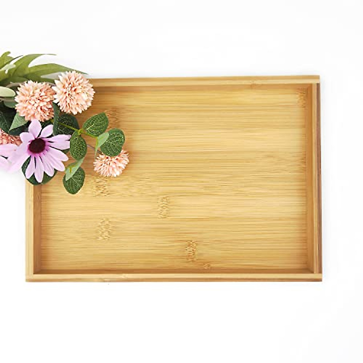 Bamboo Vanity Tray Bathroom Wooden Tray Makeup Counter Tray Wood Serving Tray for Bathroom Home Decor Holds Cosmetics, Perfume, Tissues, Candles, Towels, Soap, 11.5 x 7.9 x 0.9 inch