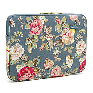 kayond Water-Resistant Canvas 13.3 Inch Laptop Sleeve-Blue Water Hyacinth