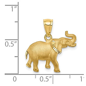 Diamond2Deal Gift for Mothers Day 14k Yellow Gold Brushed Diamond-cut Elephant Pendant