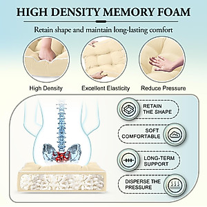 Wellsin Outdoor Chair Cushions Set of 2, Patio Cushions for Outdoor Furniture, Tufted Waterproof Outdoor Chair Pads, 19 x 19 Inch, Beige