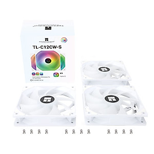 Thermalright TL-C12CW-S X3 CPU Fan 120mm White ARGB Case Cooler, 4pin PWM Silent Computer Cooling Fan with S-FDB Bearing Included, up to 1550RPM（3 Quantities）