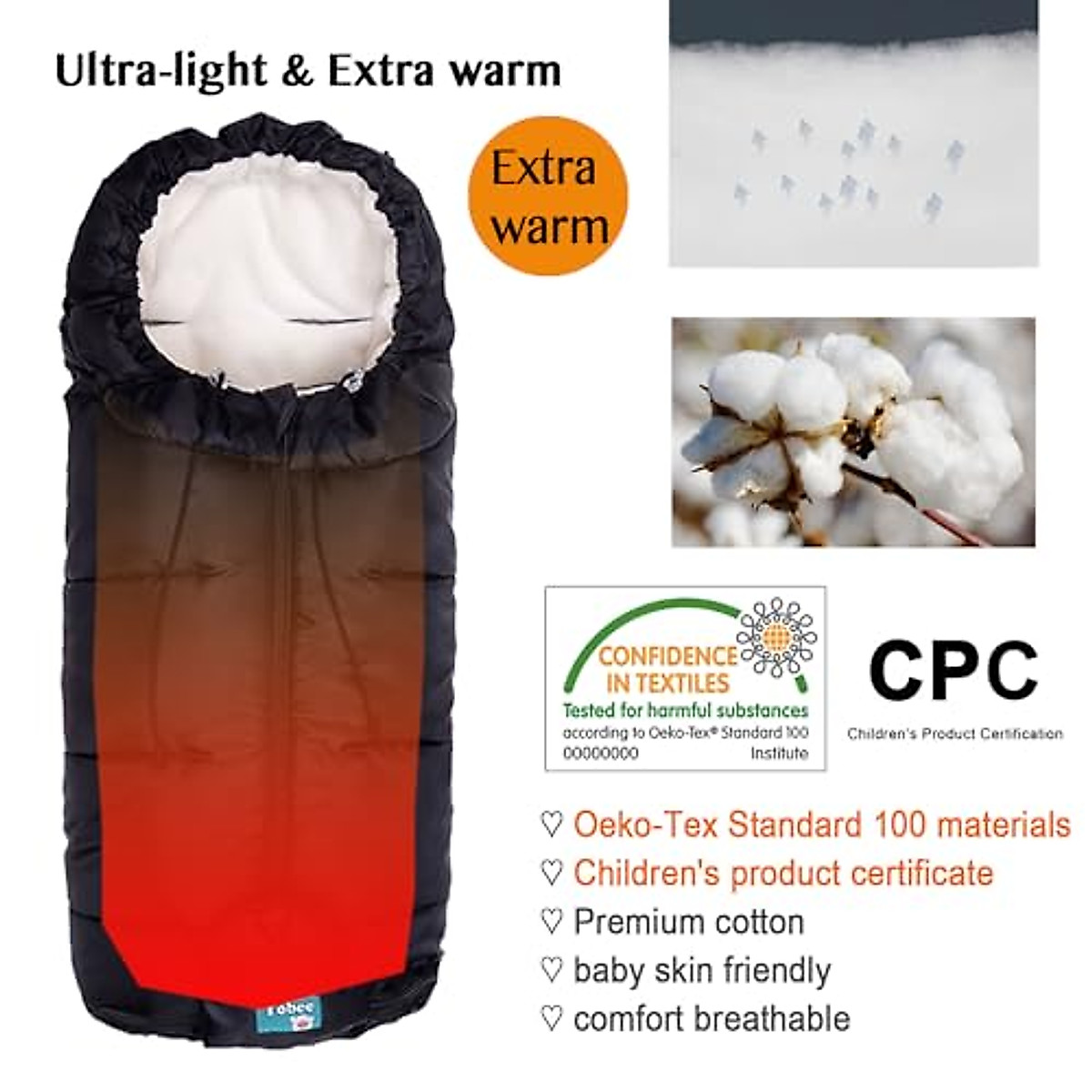 Yobee Weatherproof Toddler Footmuff, Universal Sleeping Bag for Stroller, Comfortable Warm,Temperature Adjustable,100% Safe Toddler Footmuff, Toddler Bunting Bag