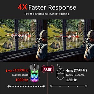 Wired Gaming Keyboard and Mouse,3 in 1 Gaming Set,Green LED Backlit Mechanical Keyboard,12K DPI Superlight Gaming Mouse,Large Mouse Pad for PC Gamer