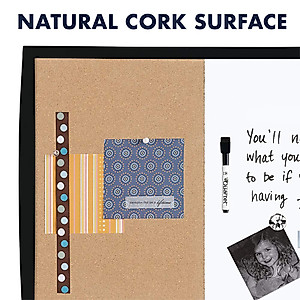 Quartet Combination Magnetic Whiteboard & Corkboard, 17" x 23", Combo White Board & Cork Board, Curved Frame, Perfect for Office & Home Decor, Home School Message Board, Black (41723-BK)