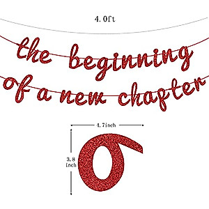 The Beginning of A New Chapter Banner - Adventure Awaits - Bunting Backdrops for Engagement/Graduation/Baby Shower/Retirement Party Decoration Supplies(Red)