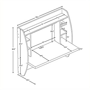 Prepac Wall Mounted Floating Desk with Storage in Black