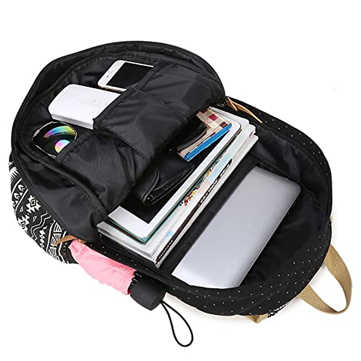 Joyfulife School Backpack for Girls Backpack with Lunch Box Lightweight Canvas Backpack Bookbags Set