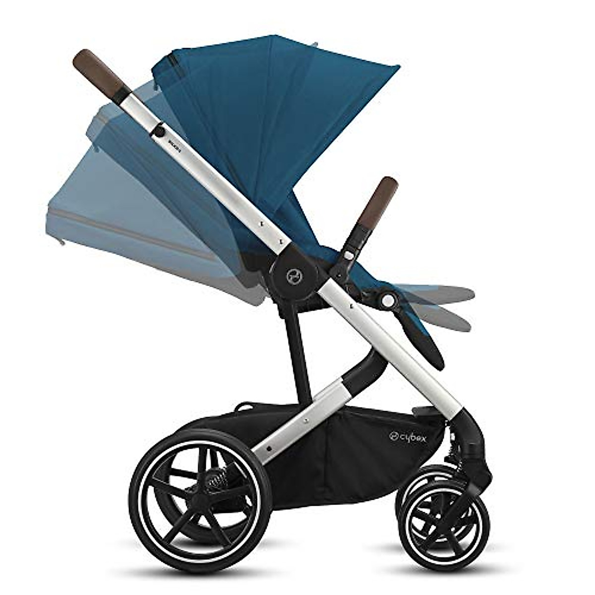 Cybex Balios S Lux Toddler and Baby Stroller with Reversible Seat, Unique One-Pull Harness, and Multiple Recline - Travel System Ready, with One Hand Fold, River Blue