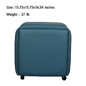 LUGSHIREE 5 in 1 Nesting Ottoman Cube Chair, Stackable Stools, Leather Square Ottoman Bench, Foot Stool with Wheels for Living Room,Dining Room 15.75x15.75x16.54 inches