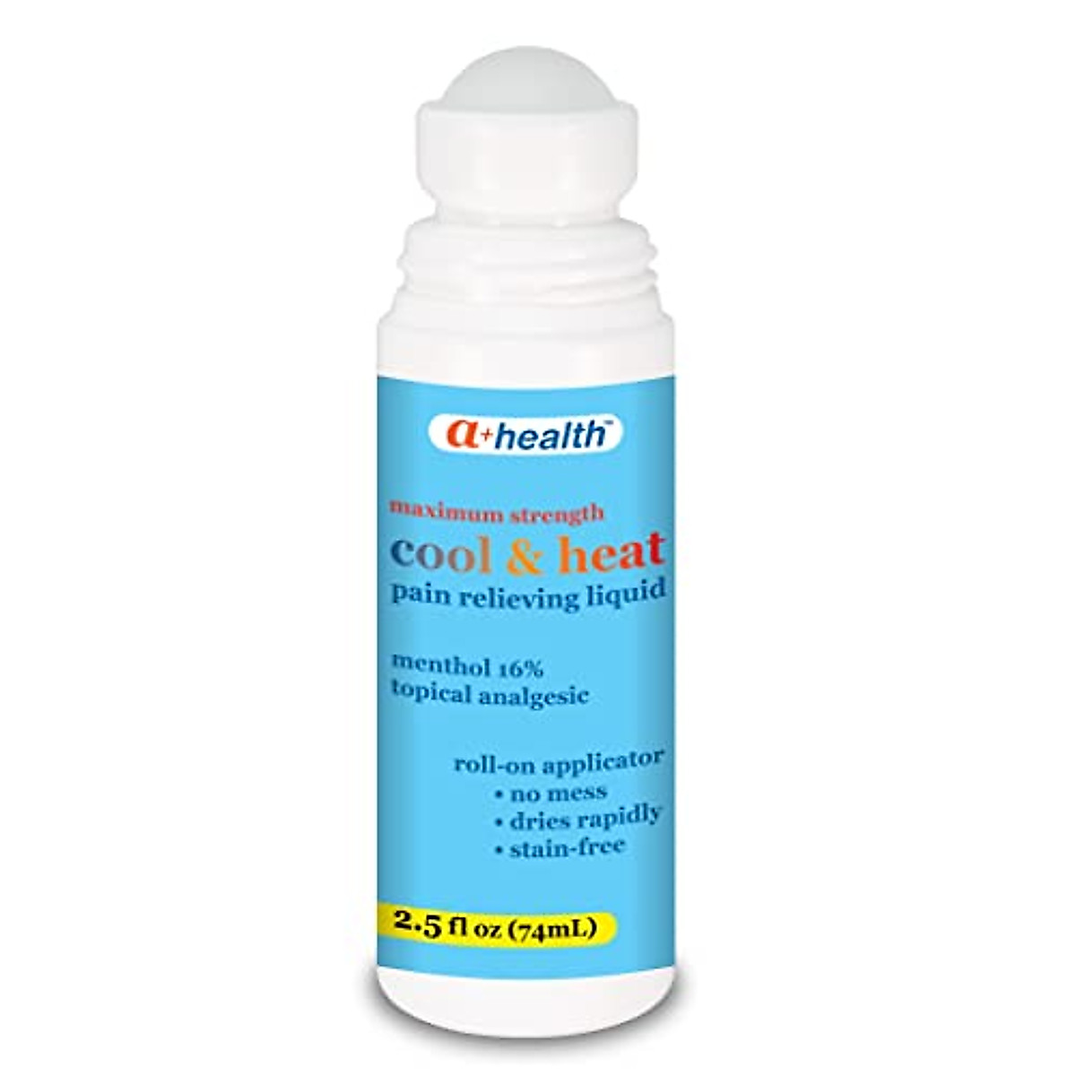 A+Health Cool & Heat Pain Relieving Liquid, Menthol 16%, Maximum Strength, Roll On, Made in USA, 2.5 fl Ounces (CoolHeat)