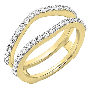 Dazzlingrock Collection 0.50 Carat (Cttw) Round White Diamond Double Enhancer Guard Wedding Band for Women in 10K Yellow Gold Size 6
