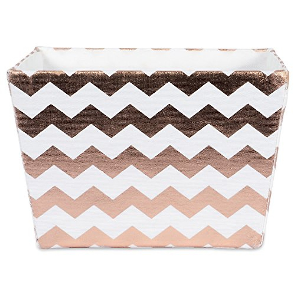DII Hardsided Polyester Trapezoid Storage Bin, Chevron, Copper, Small