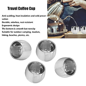 4Pcs Stainless Steel Coffee Cup, Coffee Mugs Camping Cup Double Walled Insulated Coffee Mug Reusable Metal Espresso Cup Mug Tea Cups