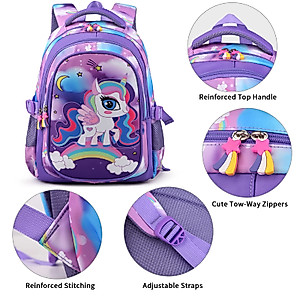 Wisiley Kids Backpack 16 in Multifunctional Large Capacity Unicorn School Backpack for Girls Cute Lightweight Toddler Schoolbag with Bottle Side Pockets Preschool Girls Elementary Leisure Schoolbag