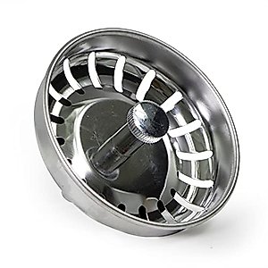 Highcraft 9754JO Stainless Steel Kitchen Sink Strainer Basket-Replacement for Standard Drains (3-1/4 Inch) -Ball-lock Rubber Stopper, 3-1/2