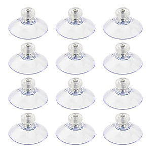 Rrina 12Pcs PVC Suction Cups with Screws M5 Thread Transparent 1.6" Diameter Sucker Cup with Knurled Nut for Bathroom Kitchens