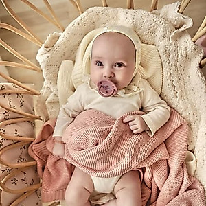 Organic Cotton Receiving Swaddle Blanket for Girls - 100% Luxury Soft Organic Cotton Knit Warm Cozy Stroller Crib Quilt Swaddle Blanket for Newborns Infants Babies & Toddlers (0-2Yrs - Sugar Plum)