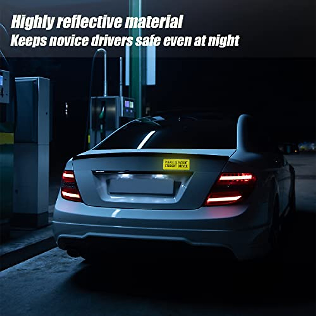 3PCS Student Driver Magnet for Car, 3.5 * 9" Upgraded Reflective Red Font Student Driver Safety Sign Magnet Vehicle Bumper Magnetic Sticker for New Drivers, Beginner, Car Accessories (Black/Red-1)