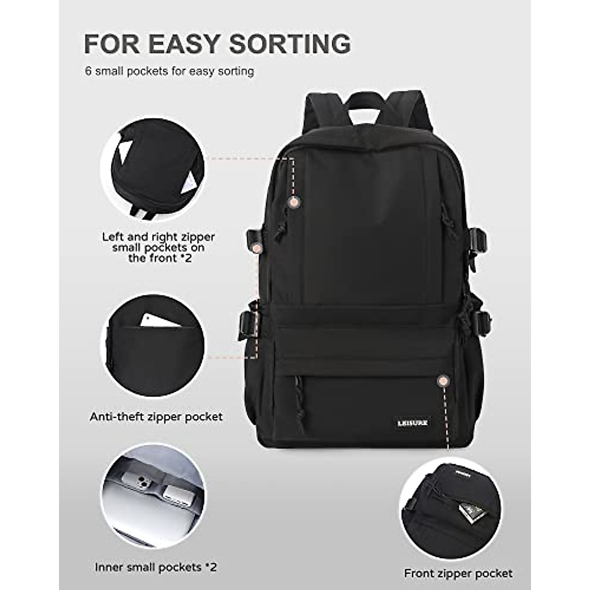 school backpack for girls black everyday backpack for women college small travel backpack for men teens minilaptop backpack book bag with laptop compartment boy High school Casual Daypack lightweight